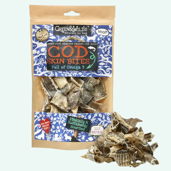 Green and Wilds Cod Skin Bites 50g | woofers & barkers